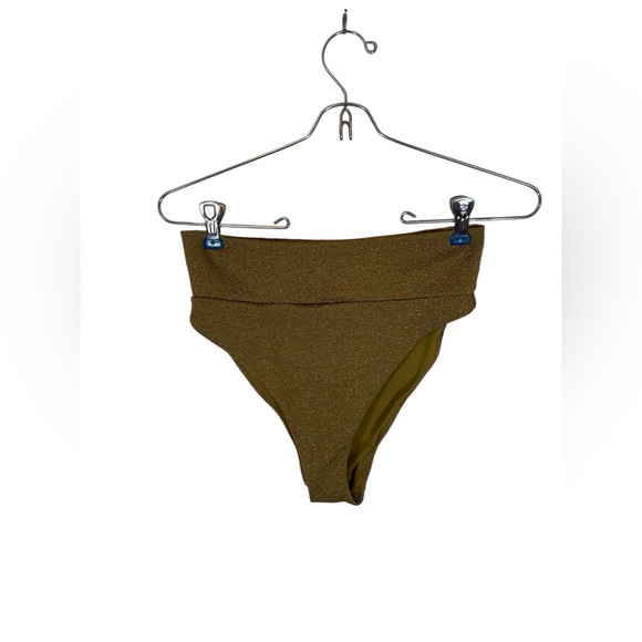 Aerie Swim Aerie High Cut Cheeky Gold Bikini Bottoms Poshmark